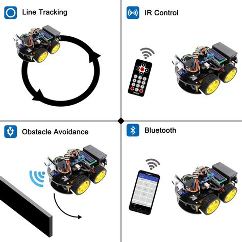 Lafvin Smart Robot Car Kit With Uno R Ultrasonic Sensor Bluetooth