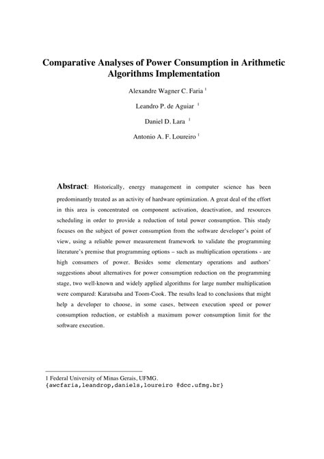 pdf comparative analyses of power consumption in arithmetic algorithms implementation