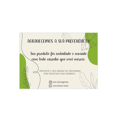 Cart O De Agradecimento Ao Cliente Personalizado Modelo Elegante Loja