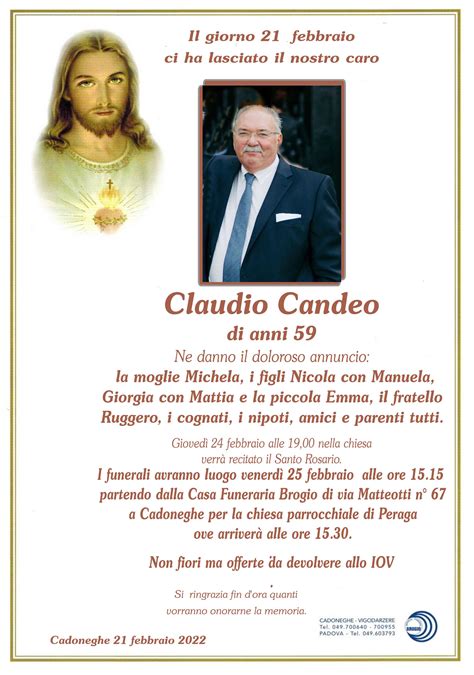 Necrologio Claudio Candeo Necrologi Padova