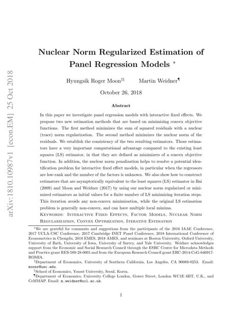 nuclear norm regularized estimation of panel regression models deepai