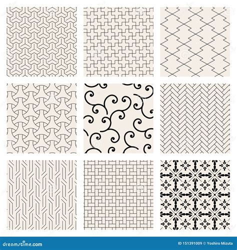 Set Of Abstract Geometric Pattern With Lines Stock Vector