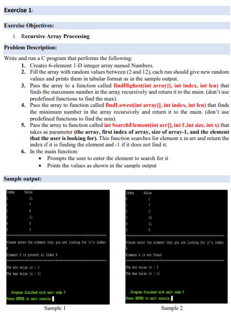 solved exercise 1 exercise objectives 1 recursive array