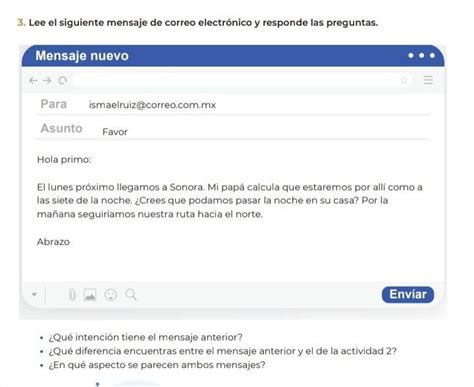lee el siguiente correo electrónico y responde las preguntas Brainly lat