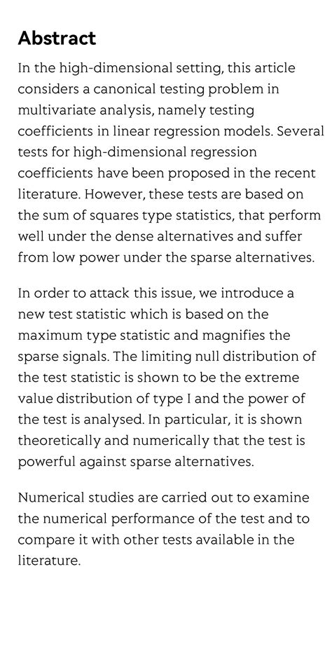 pubcard testing regression coefficients in high dimensional and sparse settings