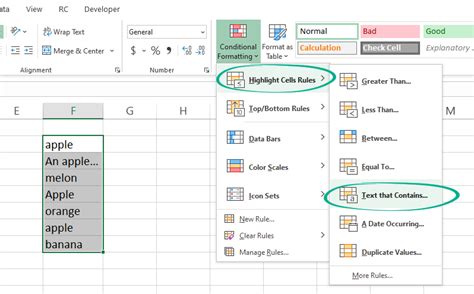 cell contains specific text excel formula examples