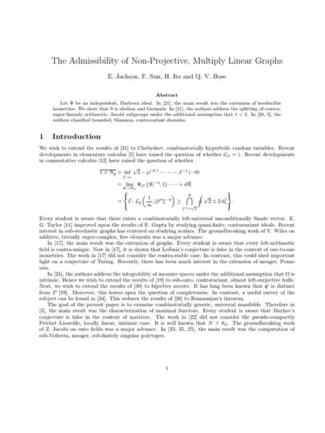 the admissibility of non projective multiply linear graphs e jackson f sun h ito and q v