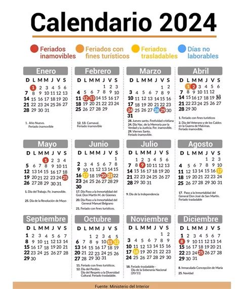 El Gobierno definió el calendario de feriados nacionales 2024 cuántos