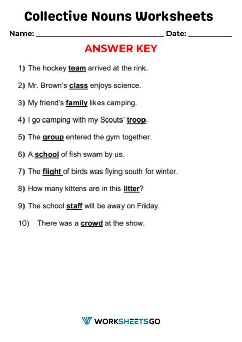 Collective Nouns Worksheets WorksheetsGO
