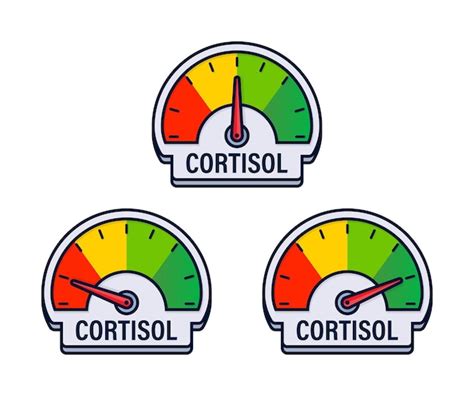 Conjunto de indicadores de medición del nivel de cortisol ilustración