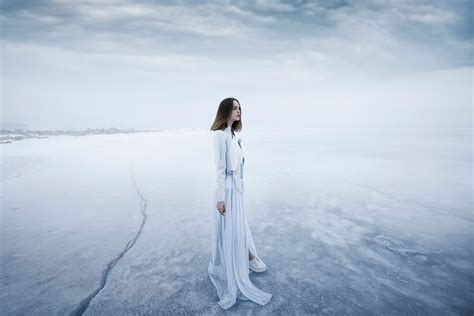 Wallpaper Sunlight White Women Outdoors Fantasy Art Sea Water Reflection Snow Winter