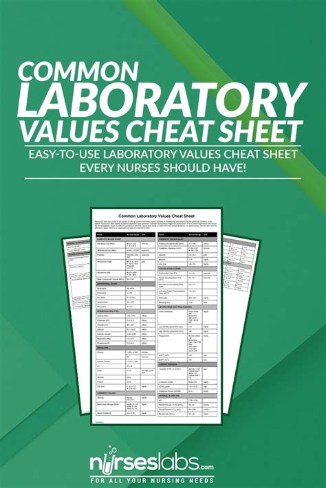 Normal Laboratory Values Guide And Free Cheat Sheet For Nurses Nurse