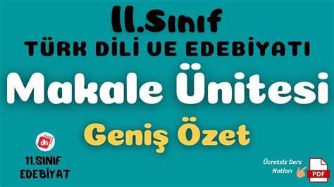 Makale Nedir Sinif T Rk D L Ve Edeb Yati Makale N Tes Pdf