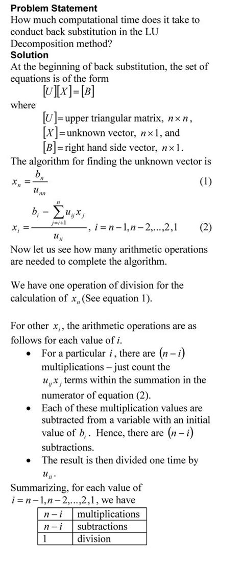 computational time for back substitution the numerical methods guy