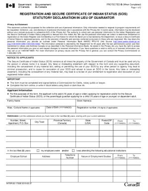 Fillable Online REGISTRATION AND SECURE CERTIFICATE OF INDIAN STATUS
