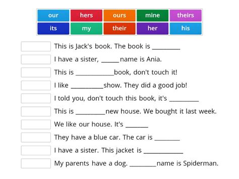 Possessive Adjectives And Possessive Pronouns Match Up