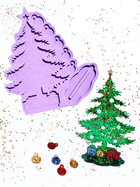 R577 Molde de silicone árvore de natal resina decorar