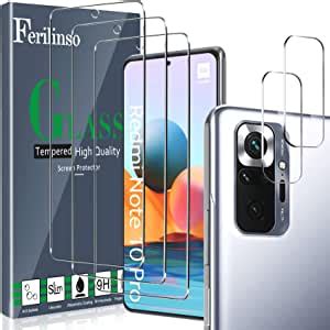 Ferilinso 5 Pièces 3 Pièces Verre Trempé pour Xiaomi Redmi Note 10