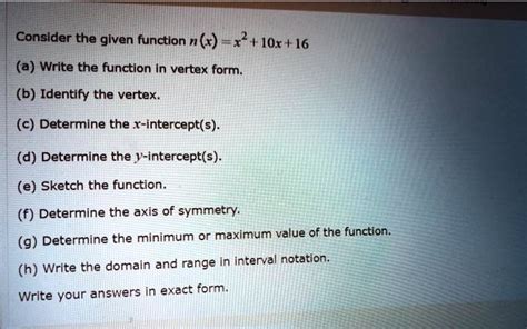 Solved Consider The Given Function N Ox A Write The
