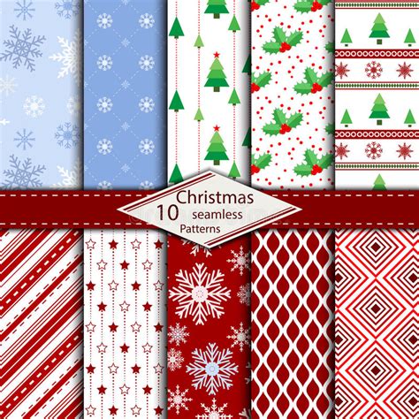 Christmas Seamless Patterns Vector Set Stock Vector Illustration Of