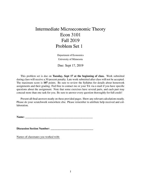 problem set1 intermediate microeconomic theory econ 3101 fall 2019 problem set 1 department of