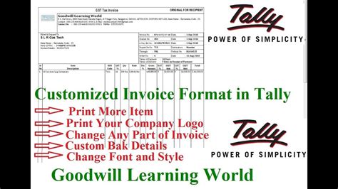 Tally Tdl For Dynamic Gst Invoice With Logo Print Tally Add On For