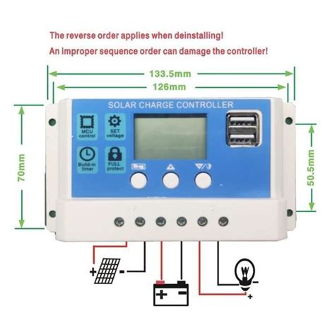 EJ life Contrôleur de charge solaire PWM 12V 24V Panneau de contrôleur