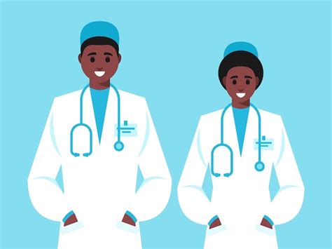 Premium Vector Male And Female Doctors On Blue Background Man And