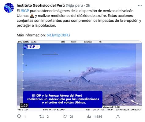 Perú declara emergencia por el volcán Ubinas el más activo de la región