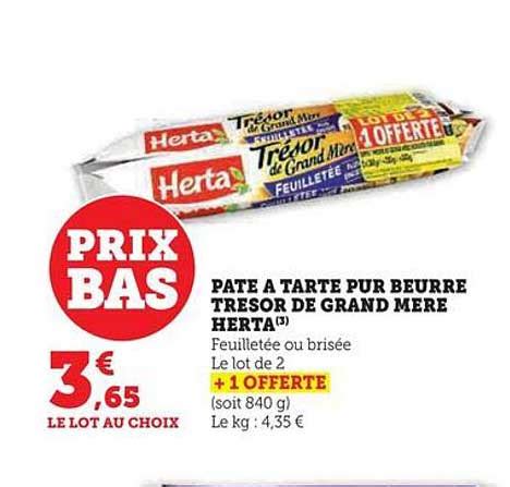 Promo Pâte à Tarte Pur Beurre Trésor De Grand Mère Herta chez Hyper U