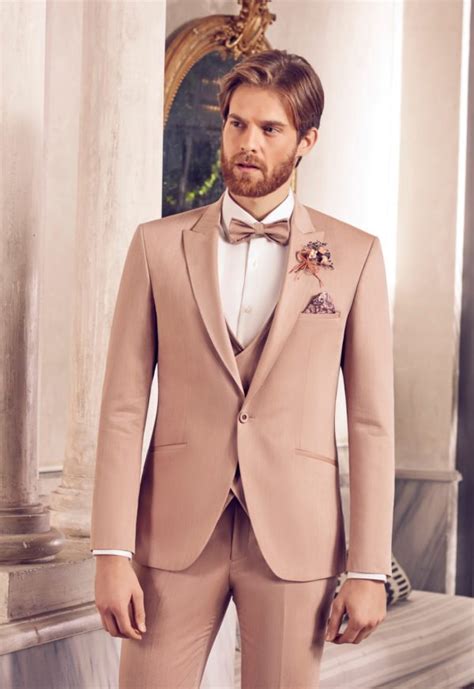 Costume de mariage 3 pièces beige saumoné Caralys Nice 06