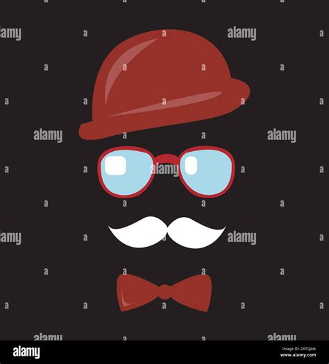 Sombrero gafas y bigote Ilustración vectorial Imagen Vector de stock