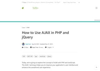 How To Use Ajax In Php And Jquery Pdf