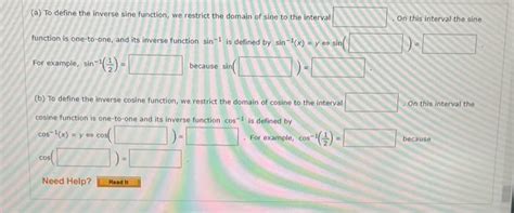 solved a to define the inverse sine function we restrict