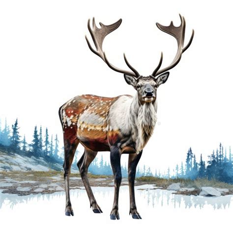 Realistic Painting Of A Colorful Deer In Northern China S Terrain Stock