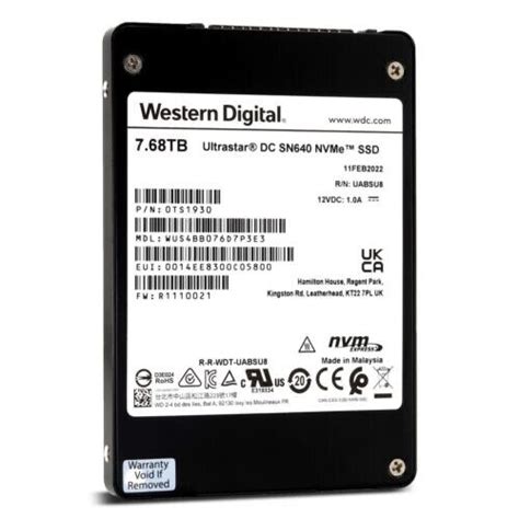 WD Ultrastar DC SN640 7 68TB PCIe Gen3 1 X4 U 2 NVMe 2 5 SSD