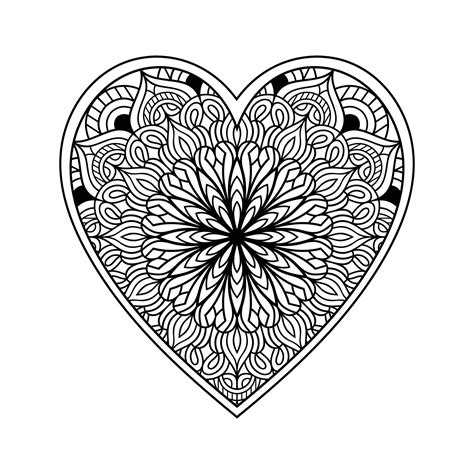 Heart Mandala Coloring Page For Adult Heart With Floral Mandala