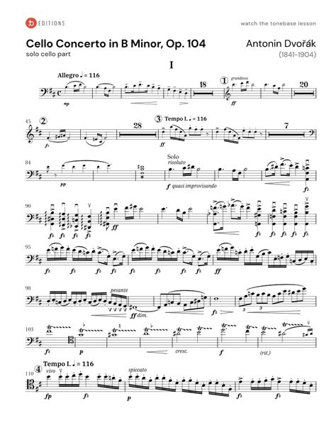 Antonín Dvořák Cello Concerto in B Minor Op 104 Free Cello Sheet