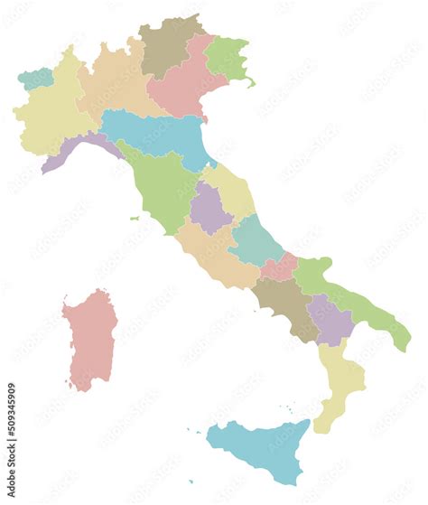 Vector Blank Map Of Italy With Regions And Administrative Divisions