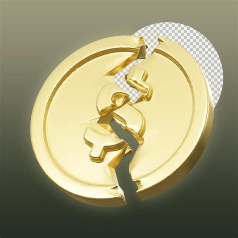 Ilustración 3d de rotura de moneda Archivo PSD Premium