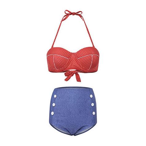 Yoins Vintage Polka Dot High Waist Bikini Set 19 Liked On Polyvore