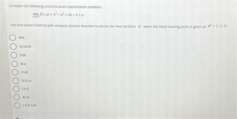 solved consider the following unconstrained optimization