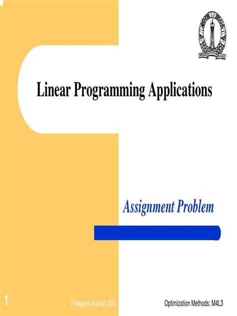 linear programming applications assignment problem pdf mathematical optimization linear