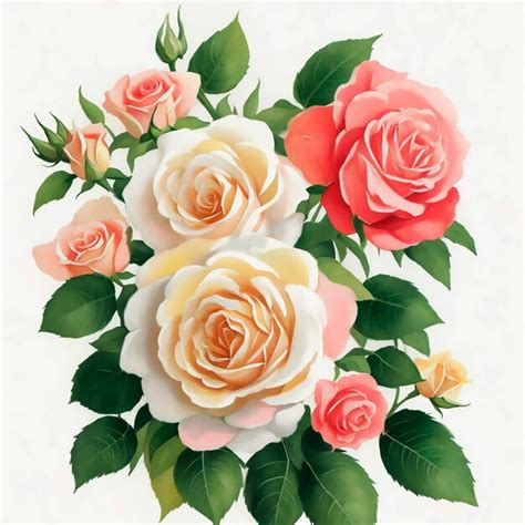 Premium AI Image Vector Watercolor Floral Illustration Bouquet White