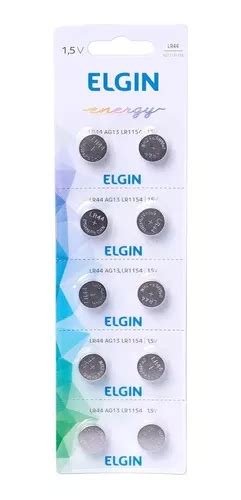 10 Pilhas Baterias Lr44 Ag13 Alcalina Elgin 1 Cartela MercadoLivre