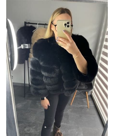 Czarne Futro Naturalne Z Lisa W Grube Pasy 2w1 Rozmiar S Kolor Czarny