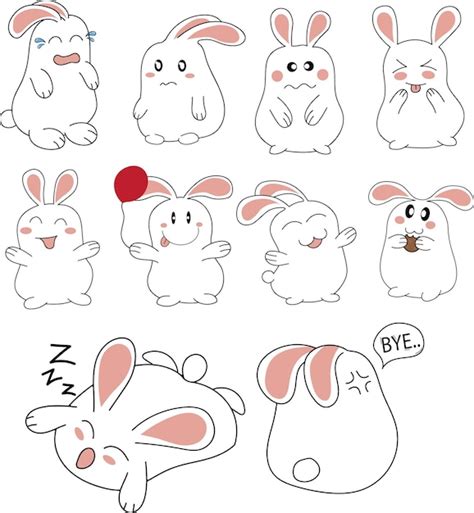 Um desenho de desenho animado de um coelho as palavras olá adeus e