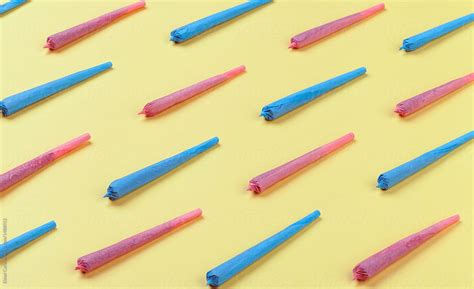 Blue Pink Joints Pattern On Yellow Background By Stocksy