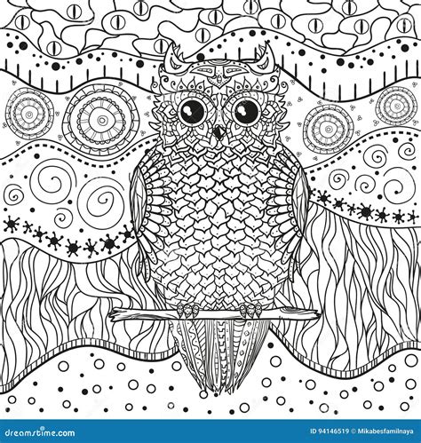 Mandala z sową ilustracja wektor Ilustracja złożonej z tło 94146519