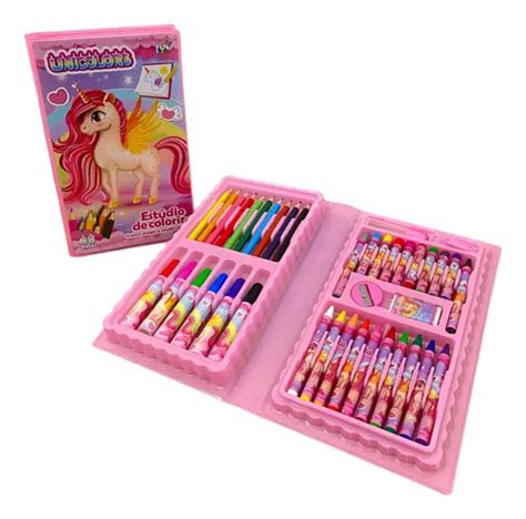 Maleta Infantil Pintura 48 Peças Estojo Escolar Unicornio MercadoLivre